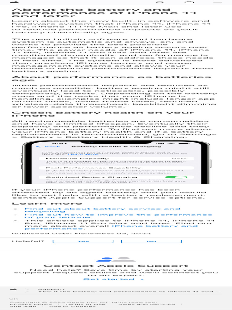 About The Battery and Performance of Iphone 11 and Later - Apple Support (UK) 3 | PDF | I Phone ...