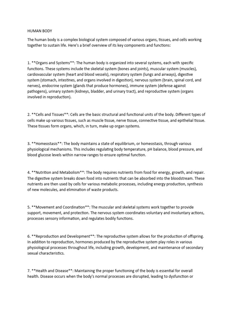 HUMAN BODY | PDF | Human Body | Tissue (Biology)