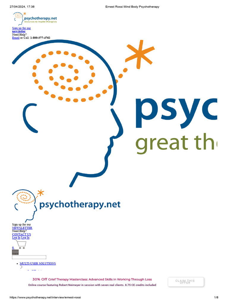 Ernest Rossi Mind Body Psychotherapy | PDF | Psychotherapy | Cognitive ...