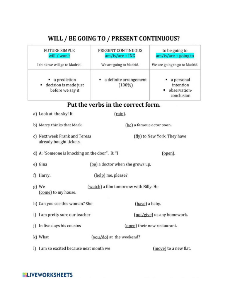 English 4 Present Continuous - Going To For Future | PDF