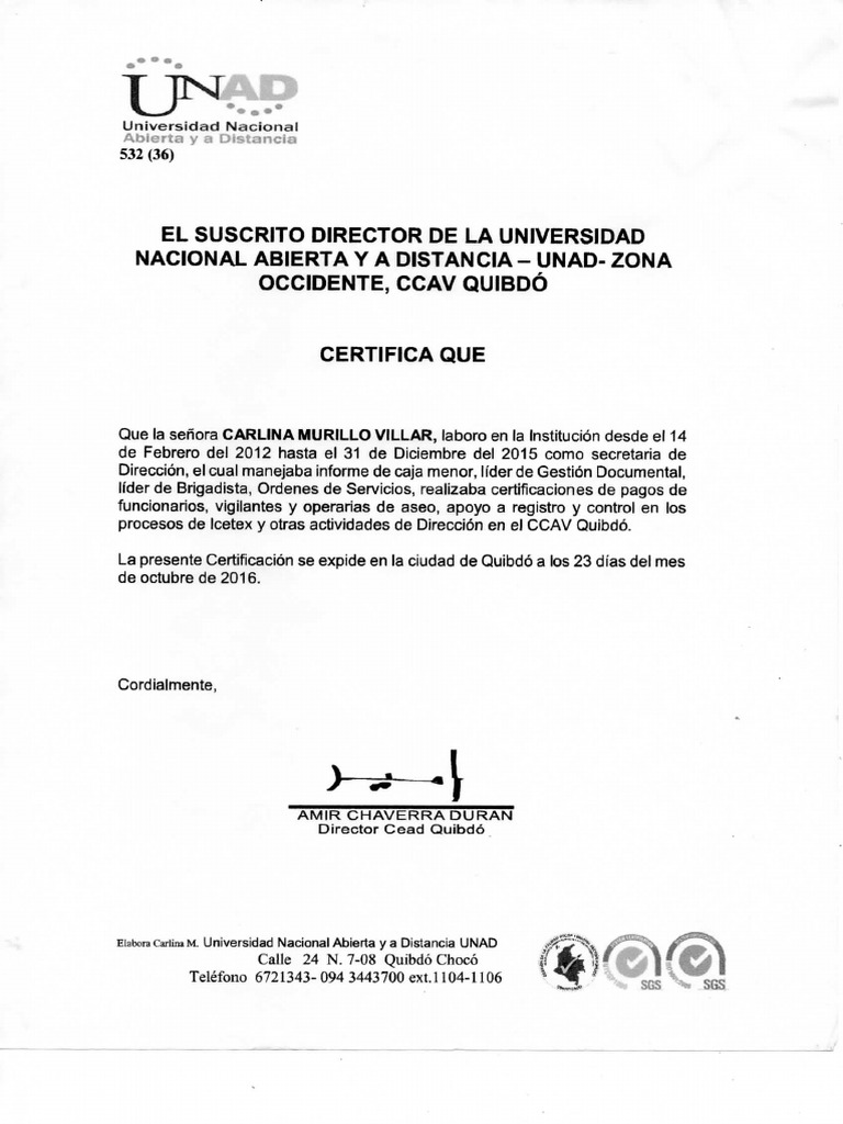 Certificacion Unad | PDF