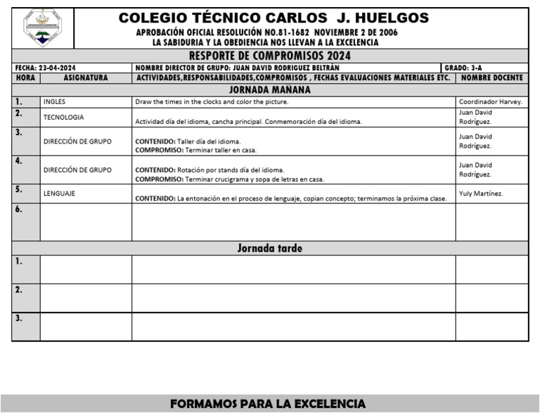 REPORTE DE COMPROMISOS 3A-23-04-2024 | PDF