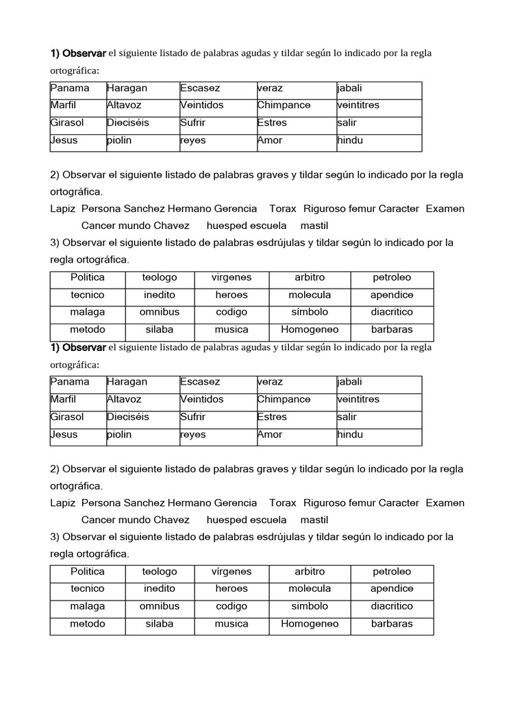 Ejercicio de Acentuacion | PDF