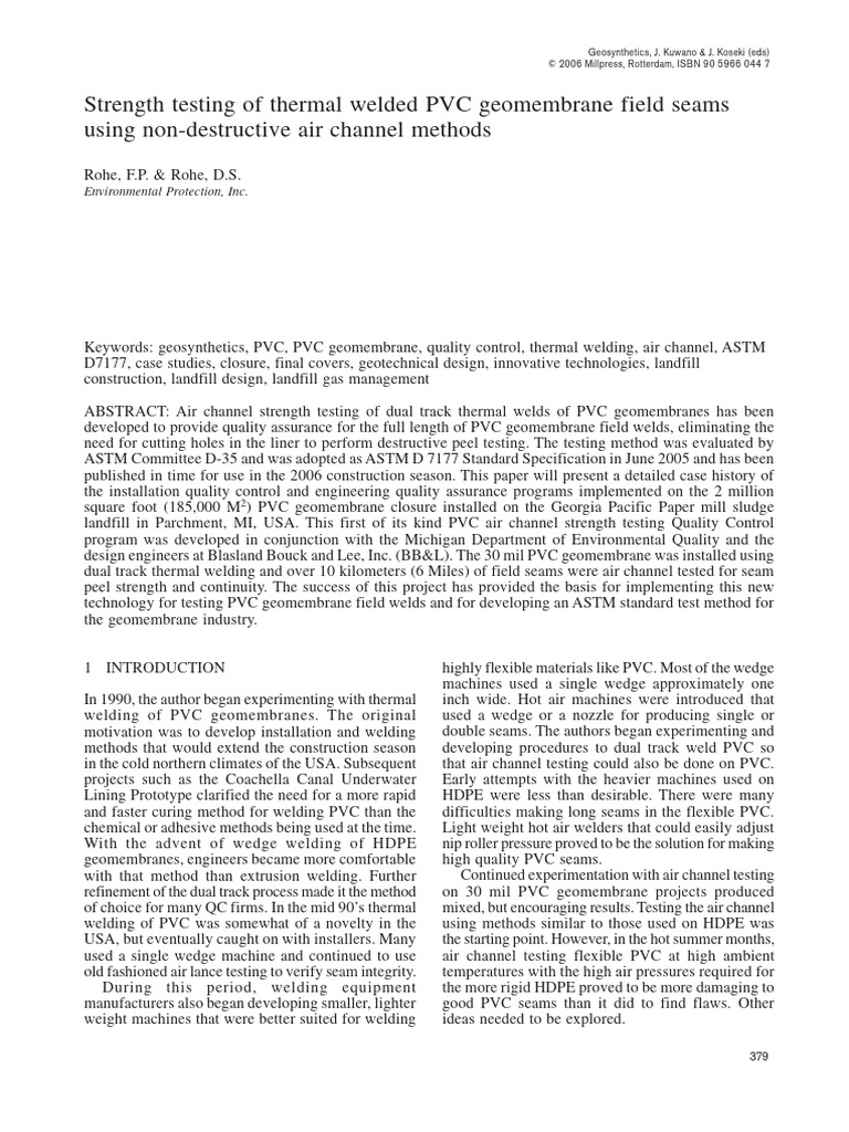 PVC Geomembrane Weld Testing Advances | PDF | Welding | Construction
