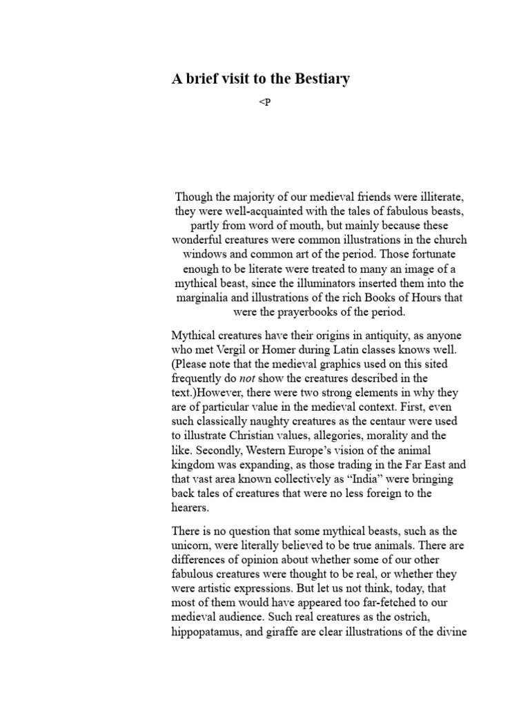 Medieval Bestiary: Mythical Creatures Explained | PDF | Dragon | Leopard