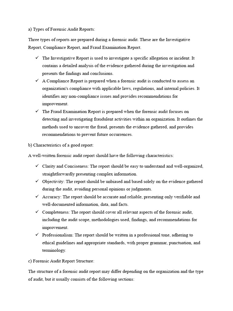 Forensic Audit Reporting | PDF | Audit | Financial Audit