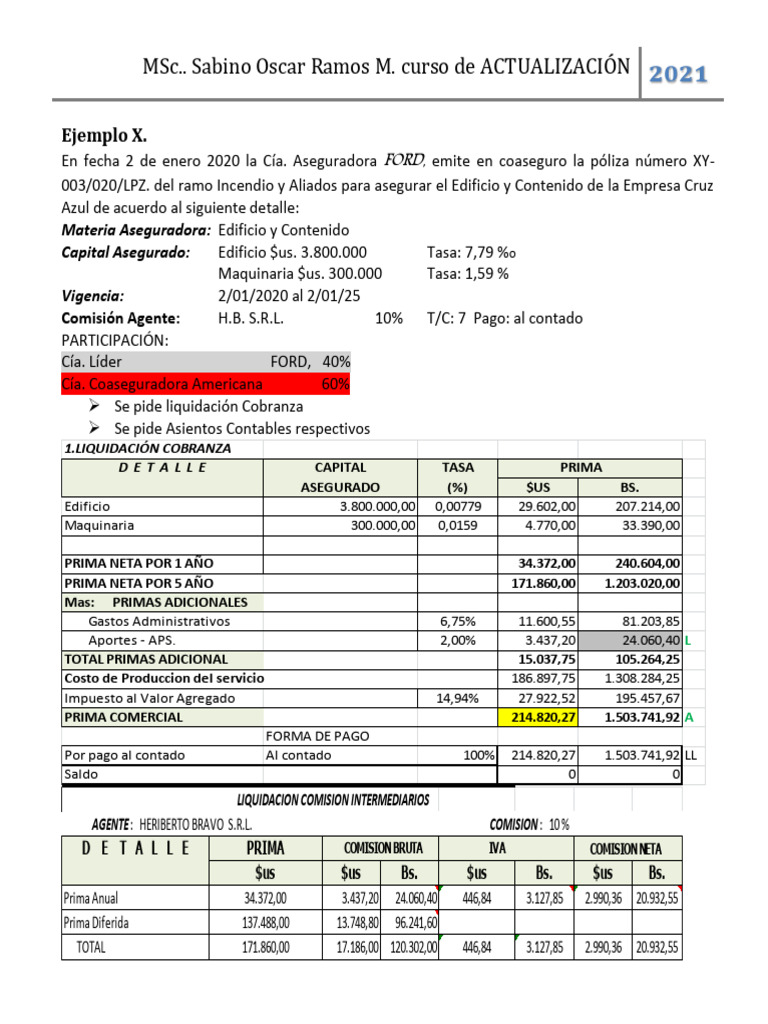 Liquidación de Póliza por Sabino Ramos | PDF | Impuesto al valor ...