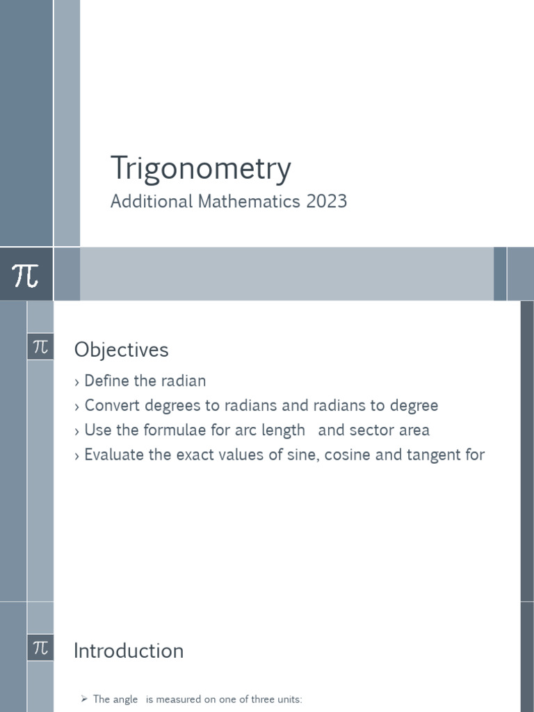 Trigonometry: Radians and Arc Length | PDF | Trigonometric Functions ...