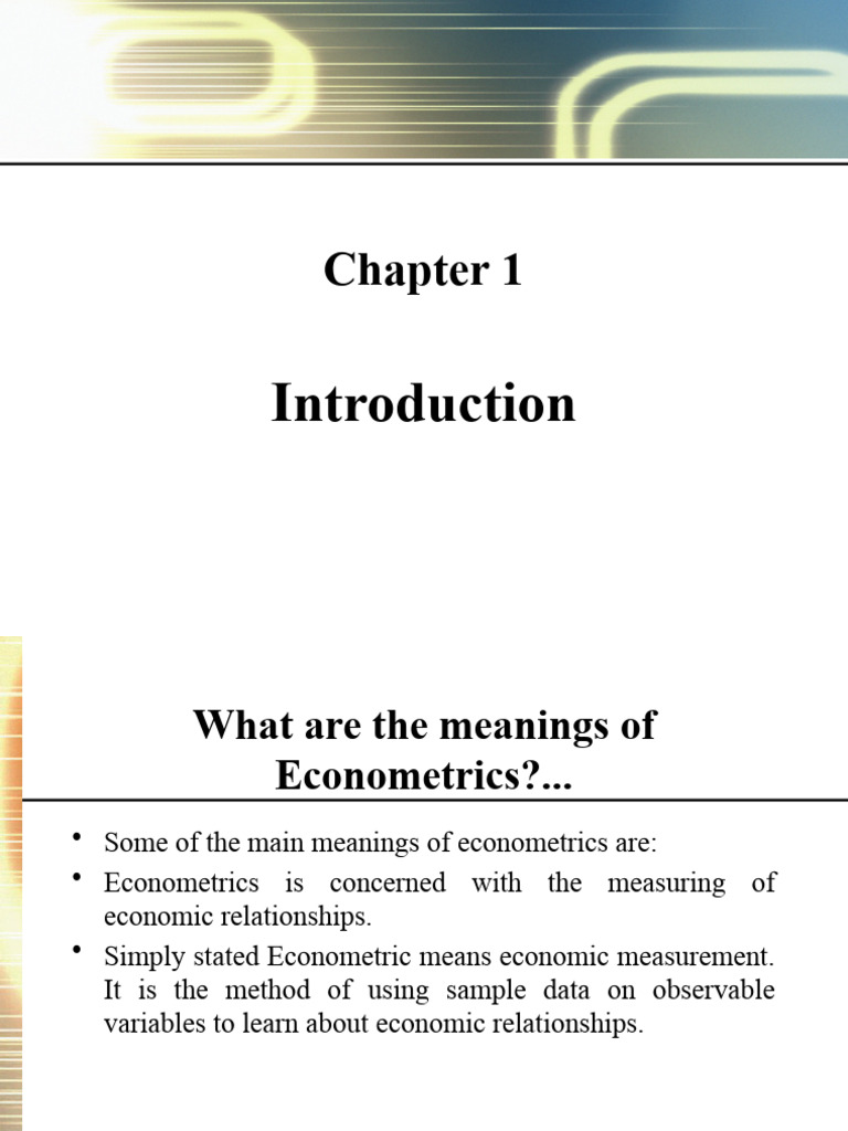 Eco CH1 | PDF | Econometrics | Statistics
