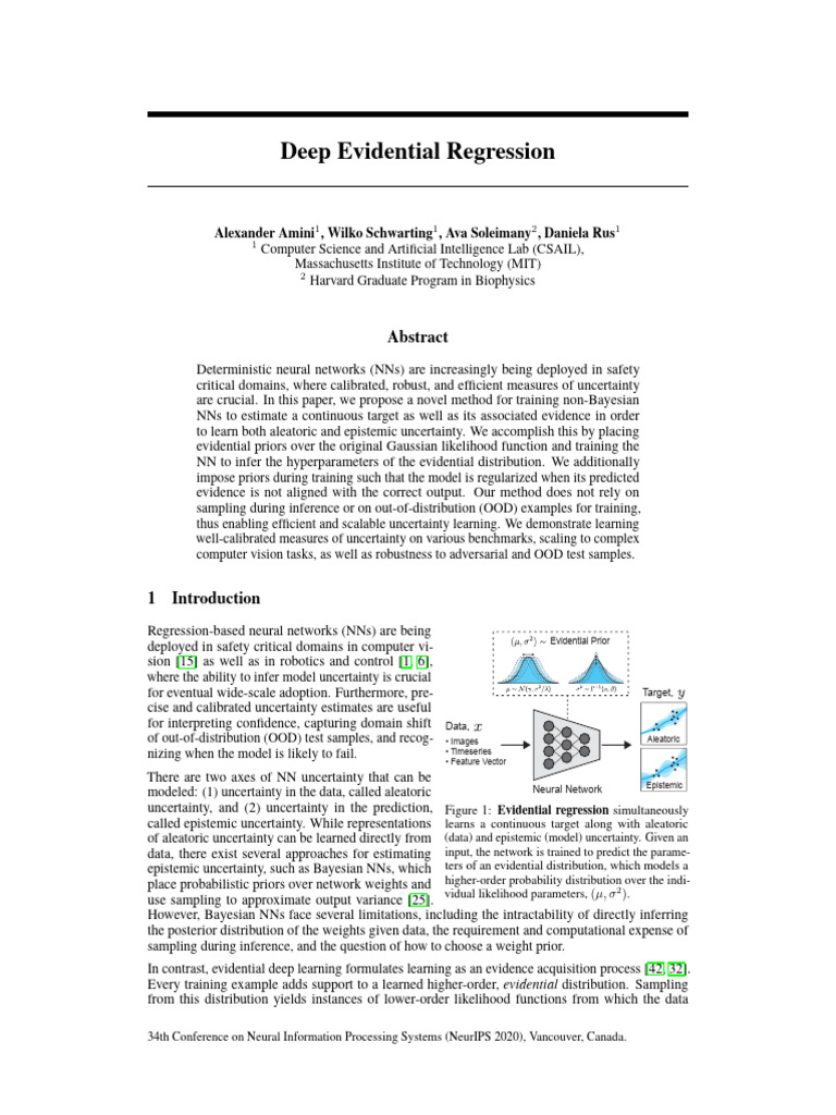 Deep Evidential Regression | PDF | Regression Analysis | Normal Distribution