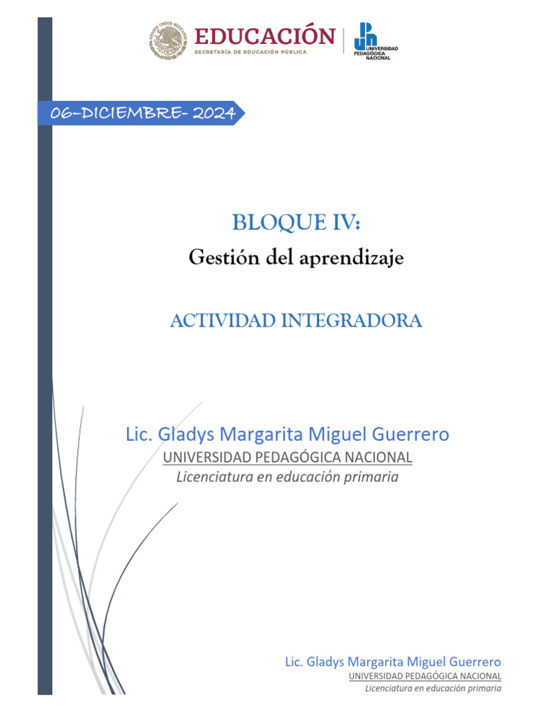 Act Integra bIV - Gestion | PDF | Aprendizaje | Educación primaria
