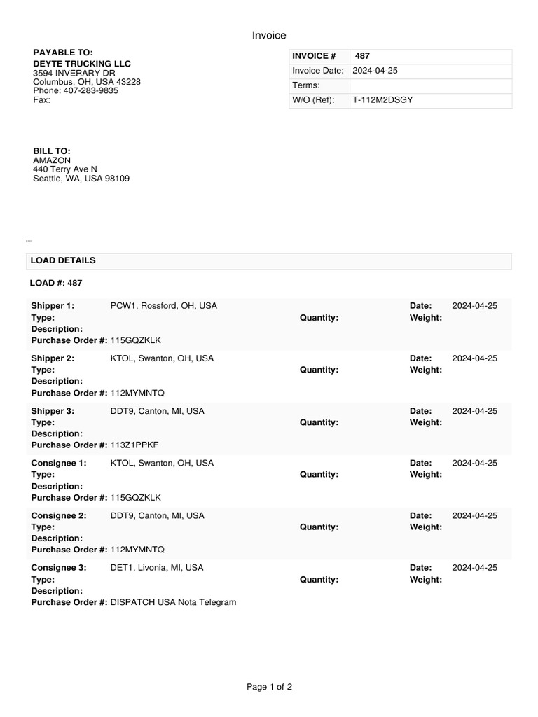 Invoice 487 | PDF | Supply Chain Management | Business Documents