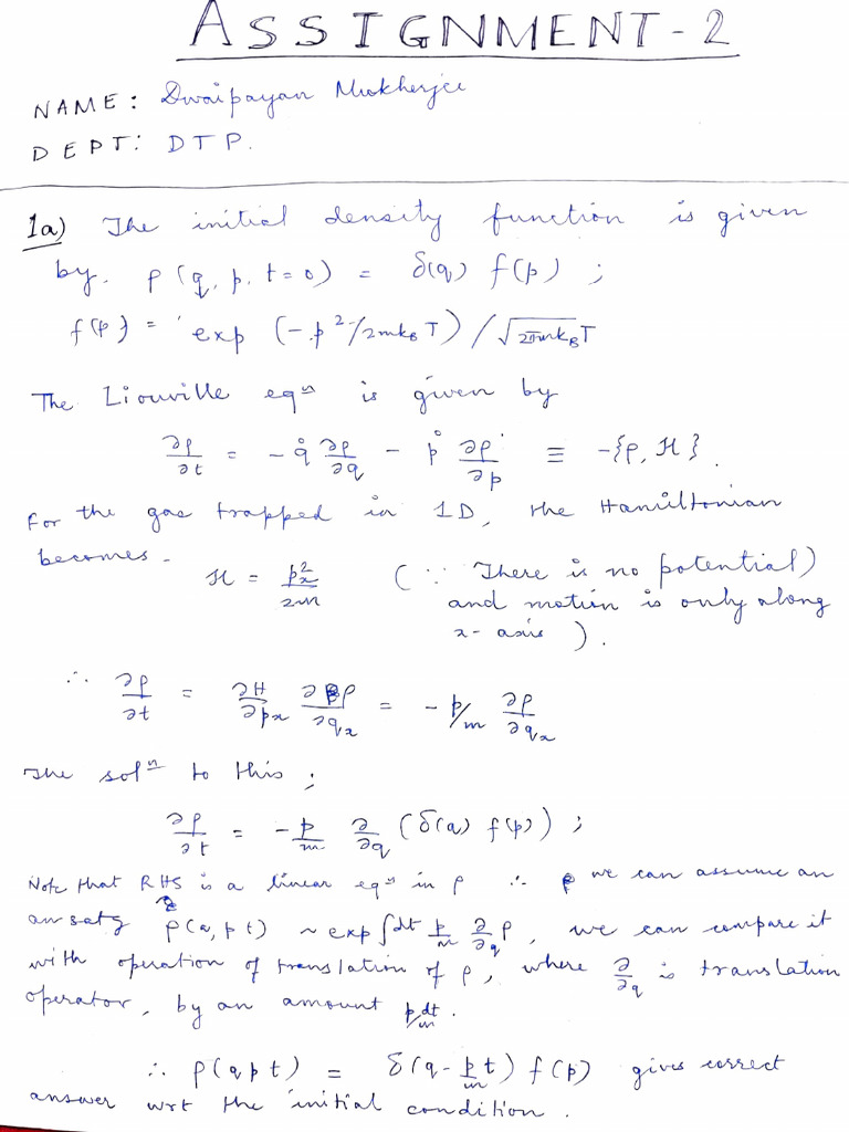 Stat Mech Assignment 2 | PDF
