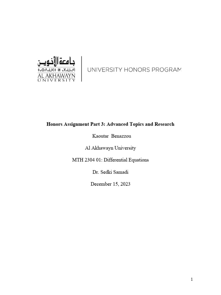 Honors Assignment Part 3 F | PDF | Laplace Transform | Fourier Transform