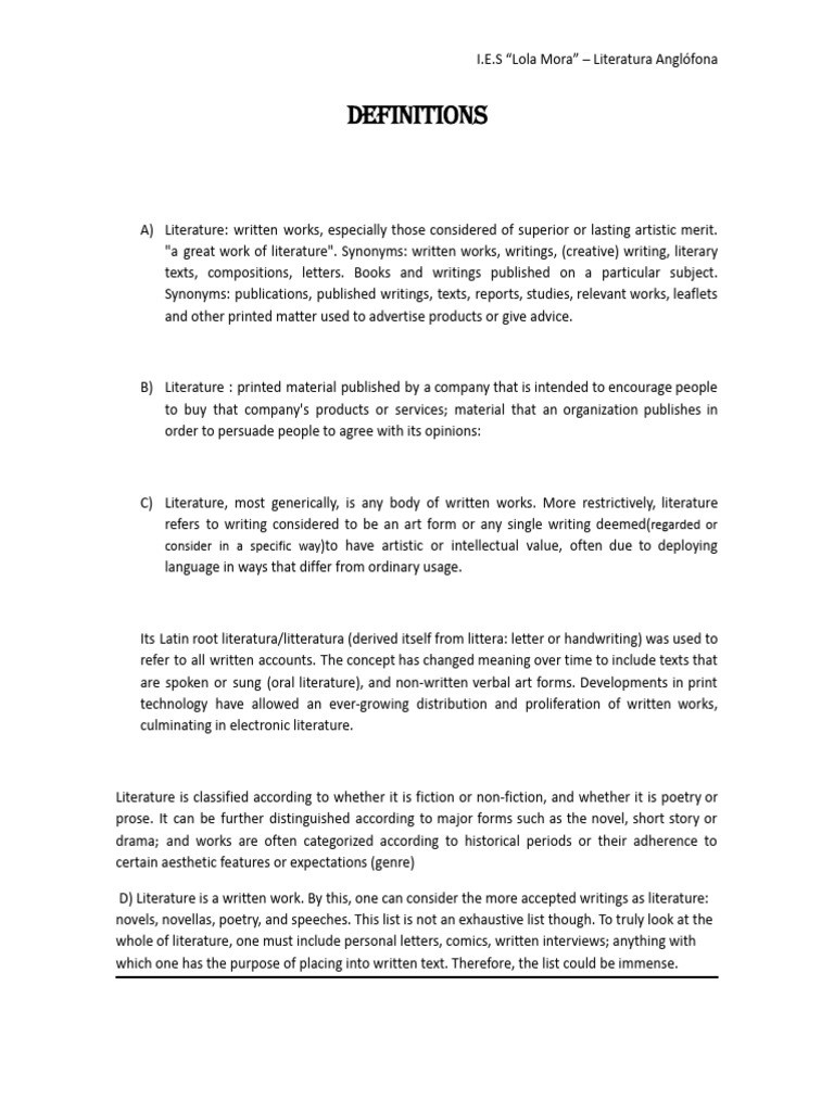 Definitions | PDF | Writing