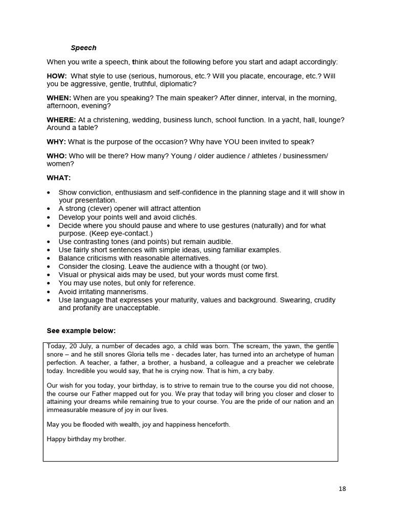 Speech and Dialogue Writing Tips | PDF