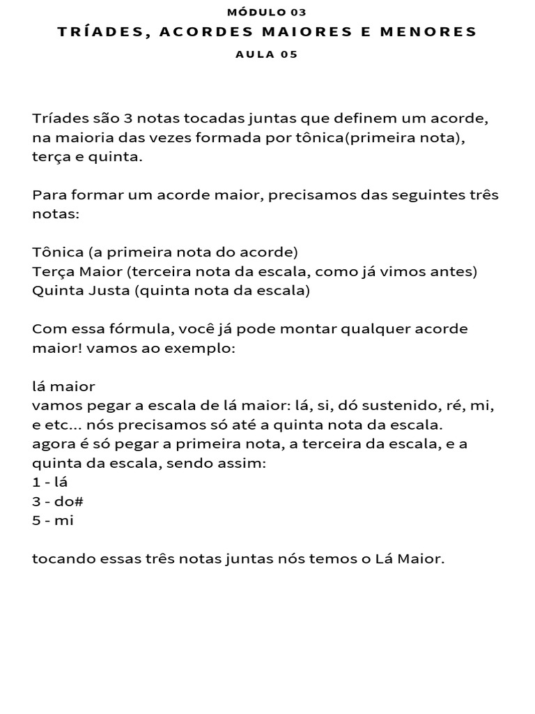 Tríades (Acordes Maiores e Mebores) | PDF