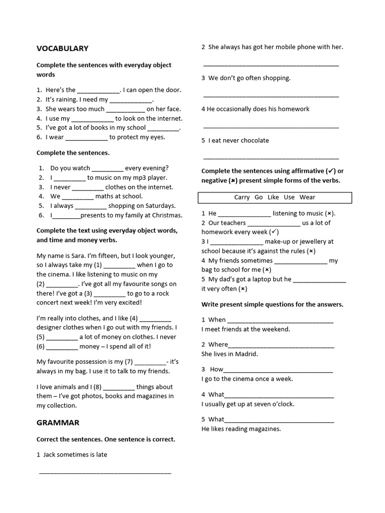 Test Unit 1 English Plus | PDF | Linguistics