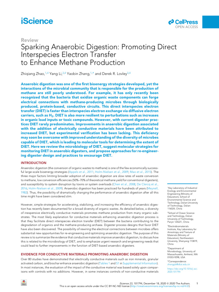 ZHAO - 2020 - Sparking Anaerobic Digestion | PDF | Anaerobic Digestion ...