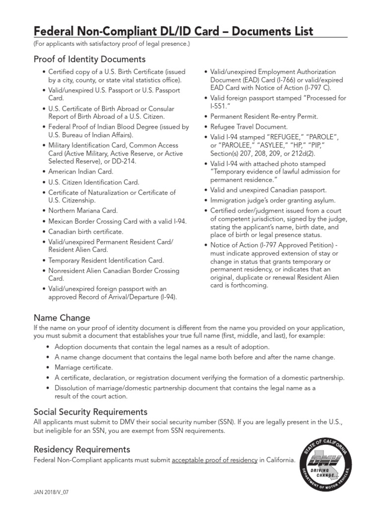 HTTPSWWW - Dmv.ca - Govportalfilefederal Non Compliant DL Id Card ...
