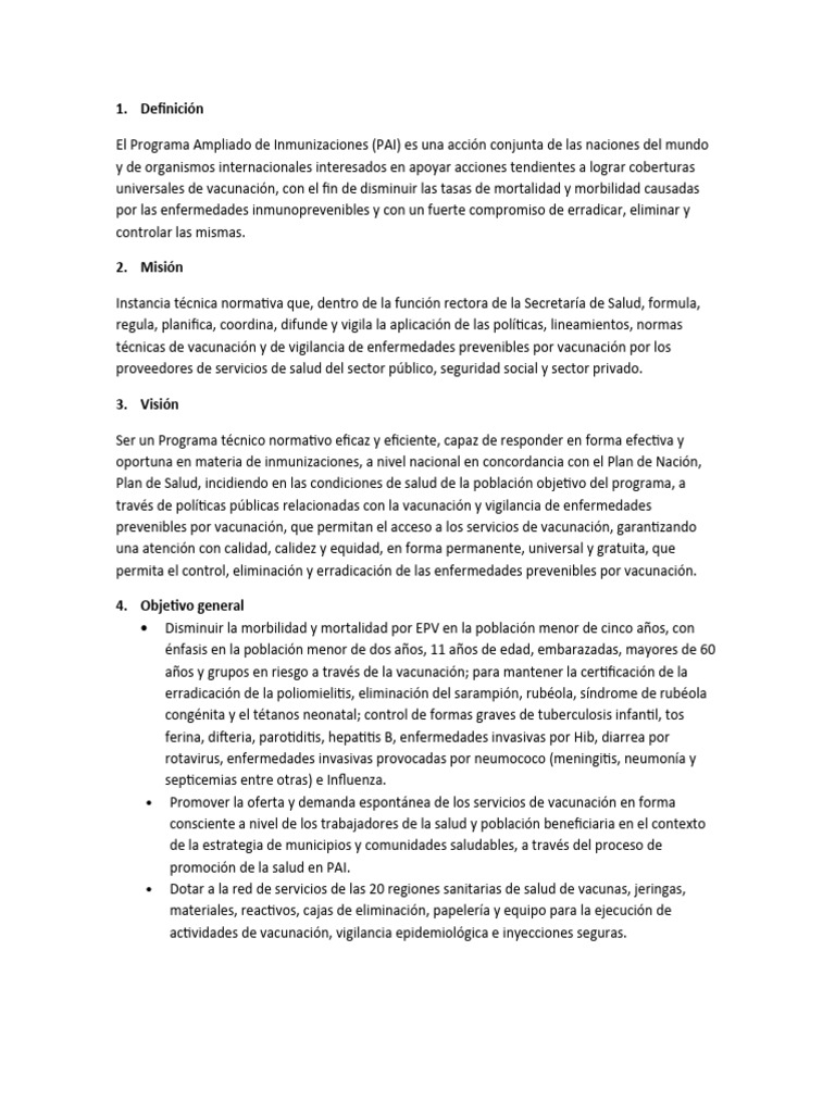 Programa Pai | Descargar gratis PDF | Vacunación | Vacunas
