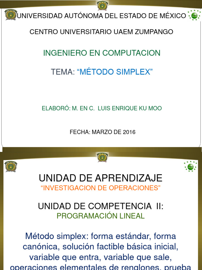 Método Simplex en Programación Lineal | PDF | Matemáticas De La Computación | Matemáticas