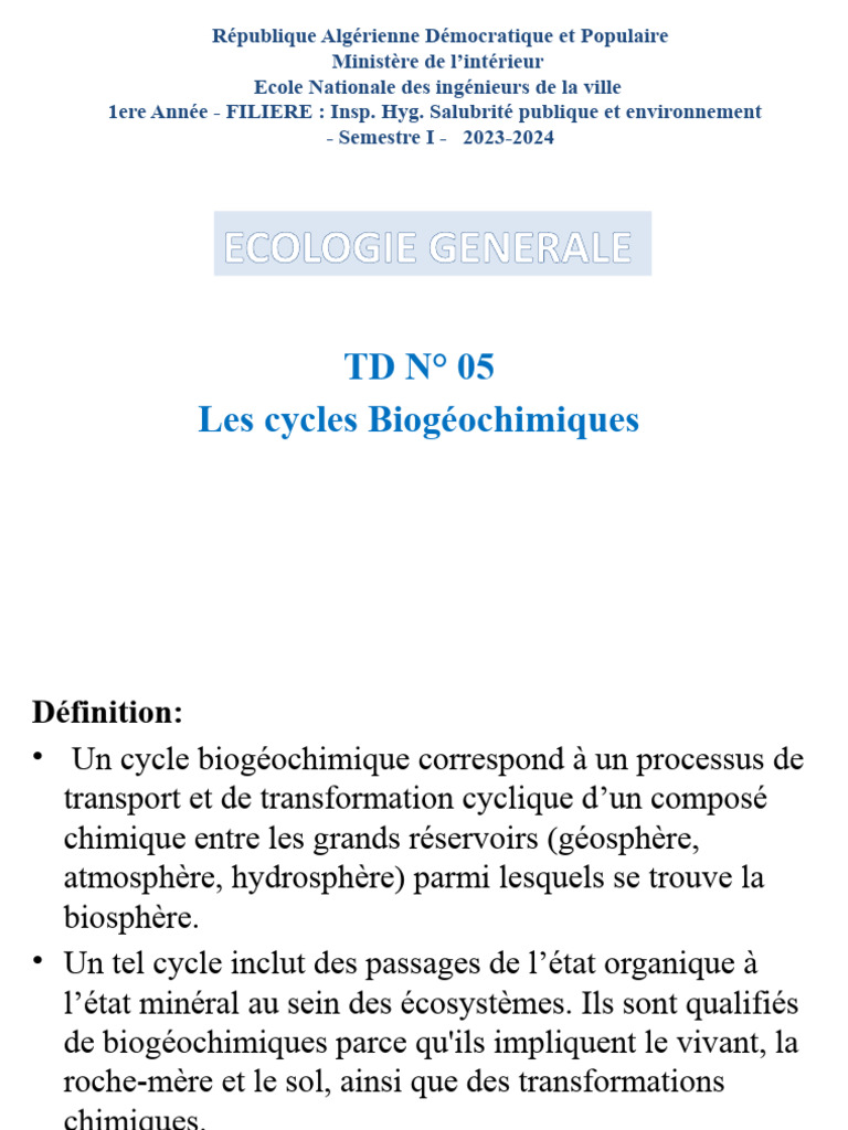TD N°5 Les cycles biogeochimiques | PDF | Cycle du carbone | Sol (pédologie)