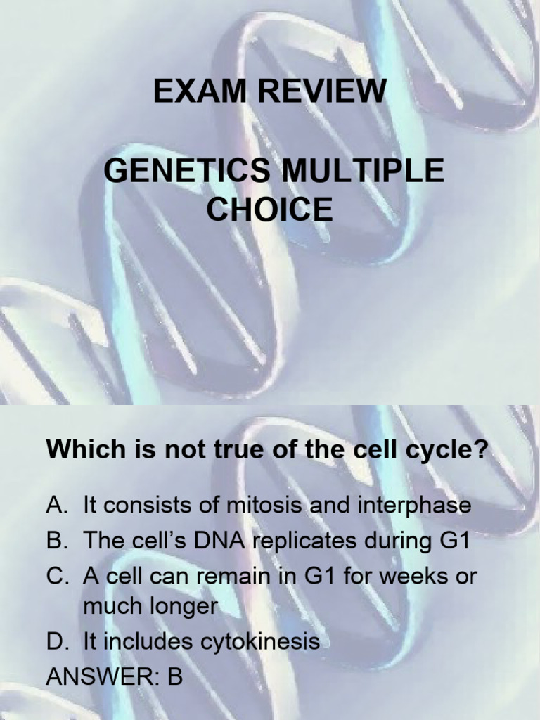 Exam Review Multiple Choice Genetics Pdf Meiosis Zygosity