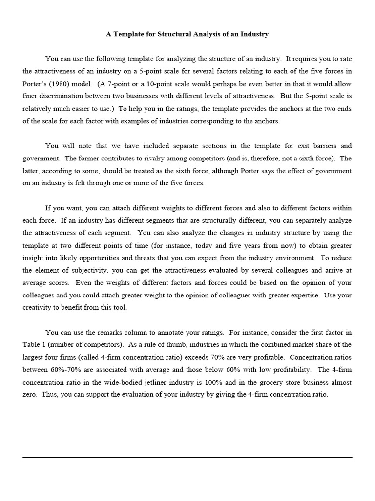 02 A Template For Structural Analysis of An Industry | PDF | Brand ...