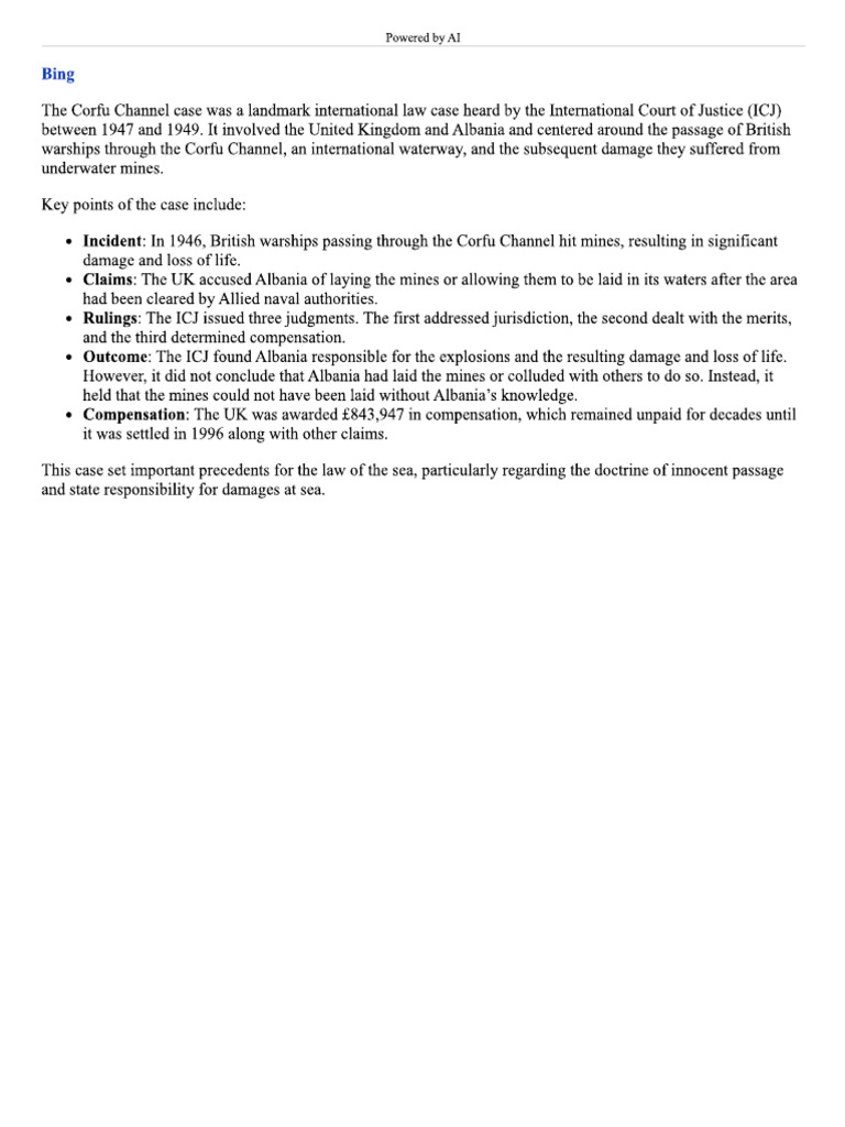 Corfu Channal Case | PDF