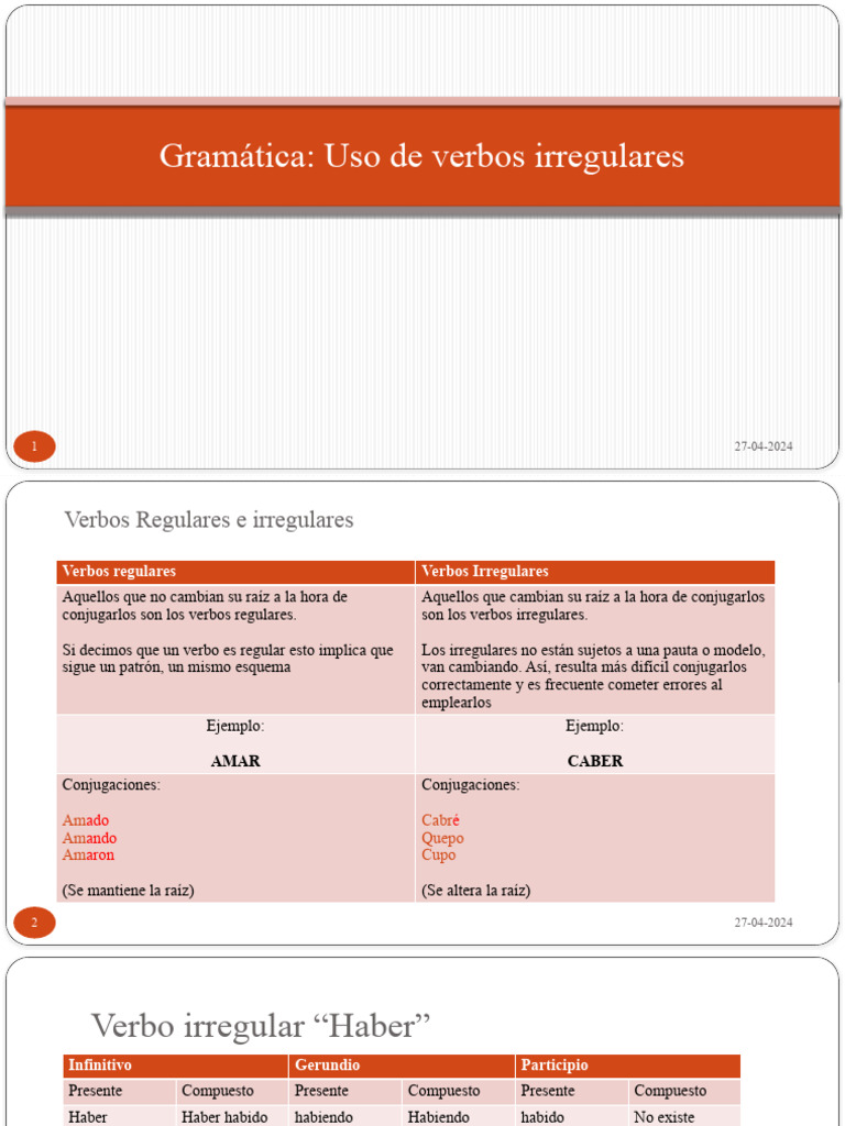 Clase 7 Verbos Irregulares | PDF | Verbo | Relaciones sintácticas