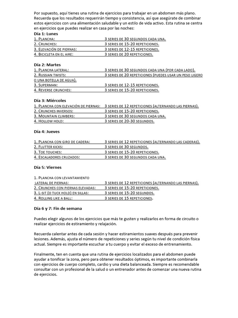 RUTINA DE EJERCICIOS IVAN | PDF