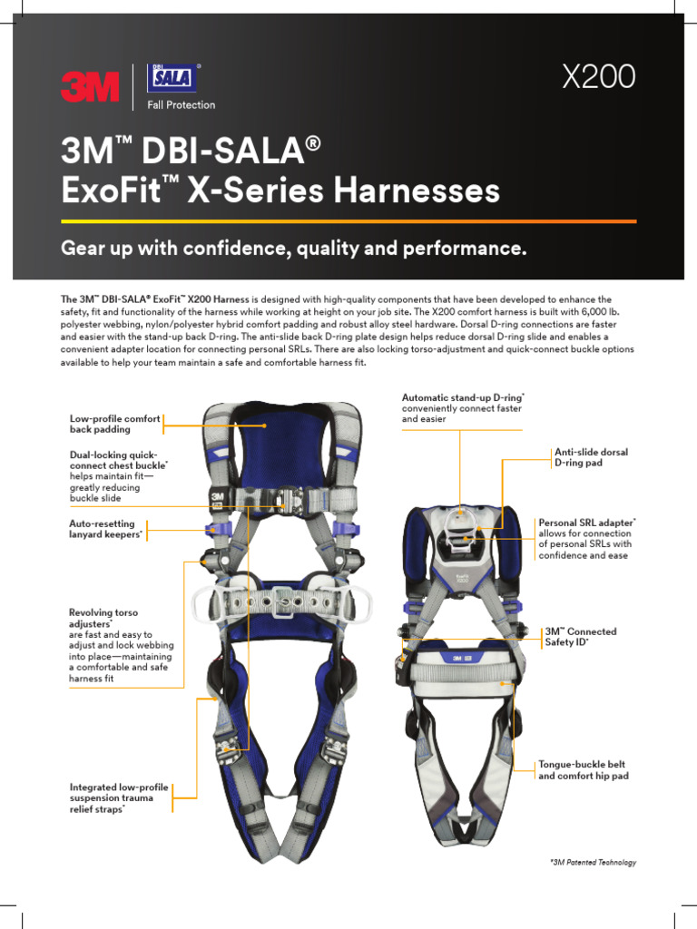 3M DBI SALA ExoFit X Series Harnesses X200 Sell Sheet HR | PDF