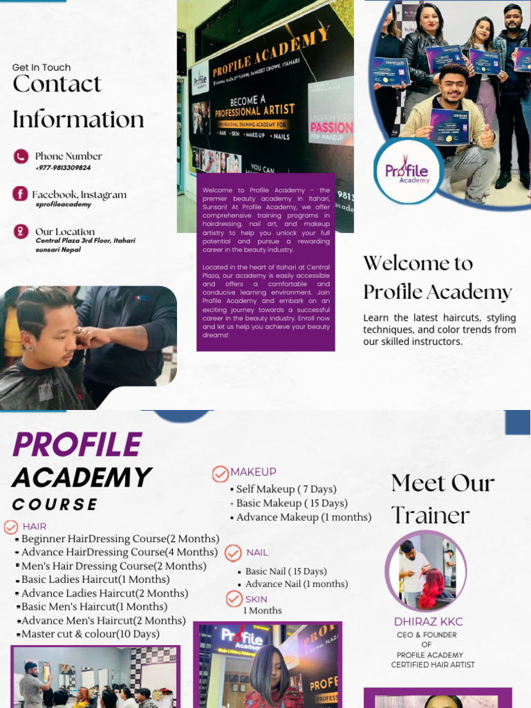 Profile Academy Beauty Courses Itahari | PDF | Hairstyle | Hair