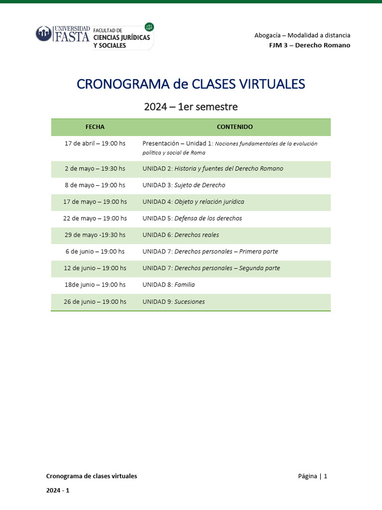 CRONOGRAMA de CLASES VIRTUALES | PDF