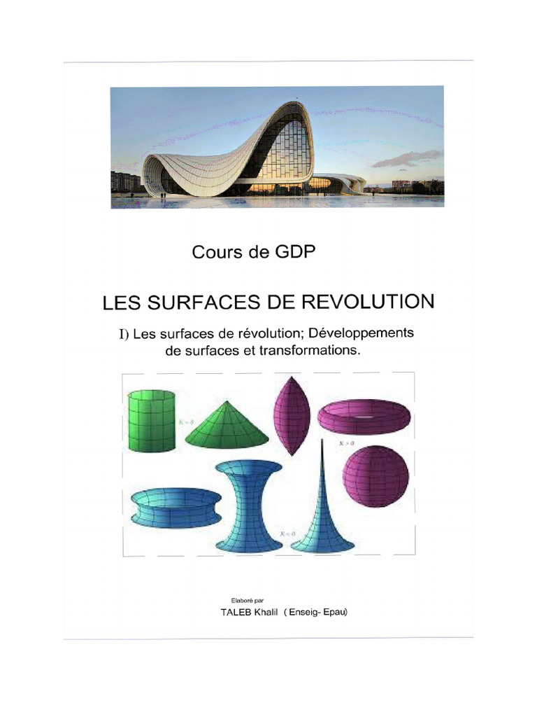 Surfaces de Revolution (Cours 01) | PDF