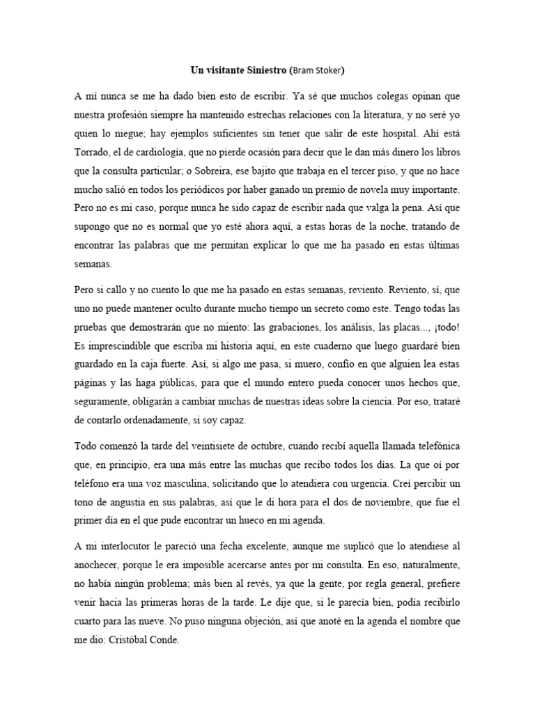Un Visitante Siniestro Lectura-Ejercicios | PDF