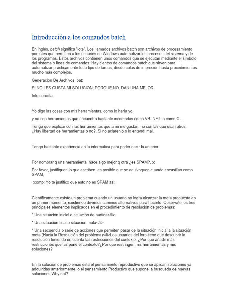 Introducción A Los Comandos Batch | PDF | Archivo de computadora | Protocolo de transferencia de ...