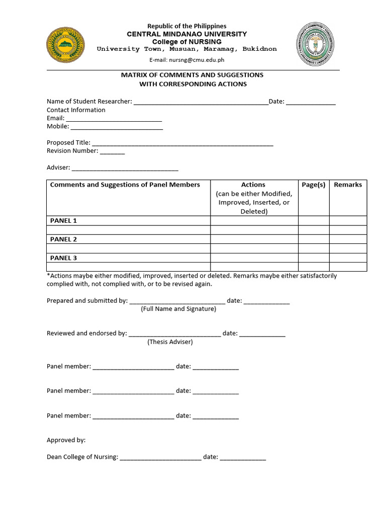 Matrix of Comments and Suggestions | PDF