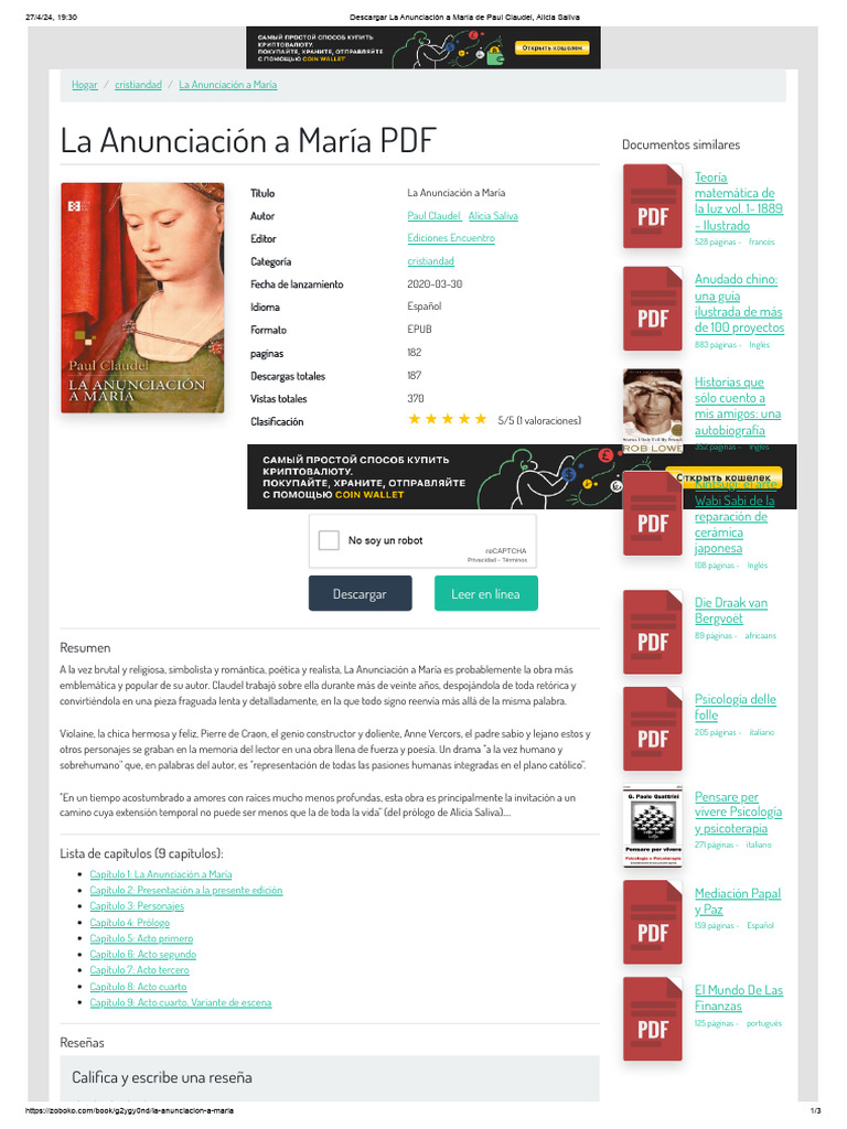 555 La Anunciación A María de Paul Claudel, Alicia Saliva | PDF