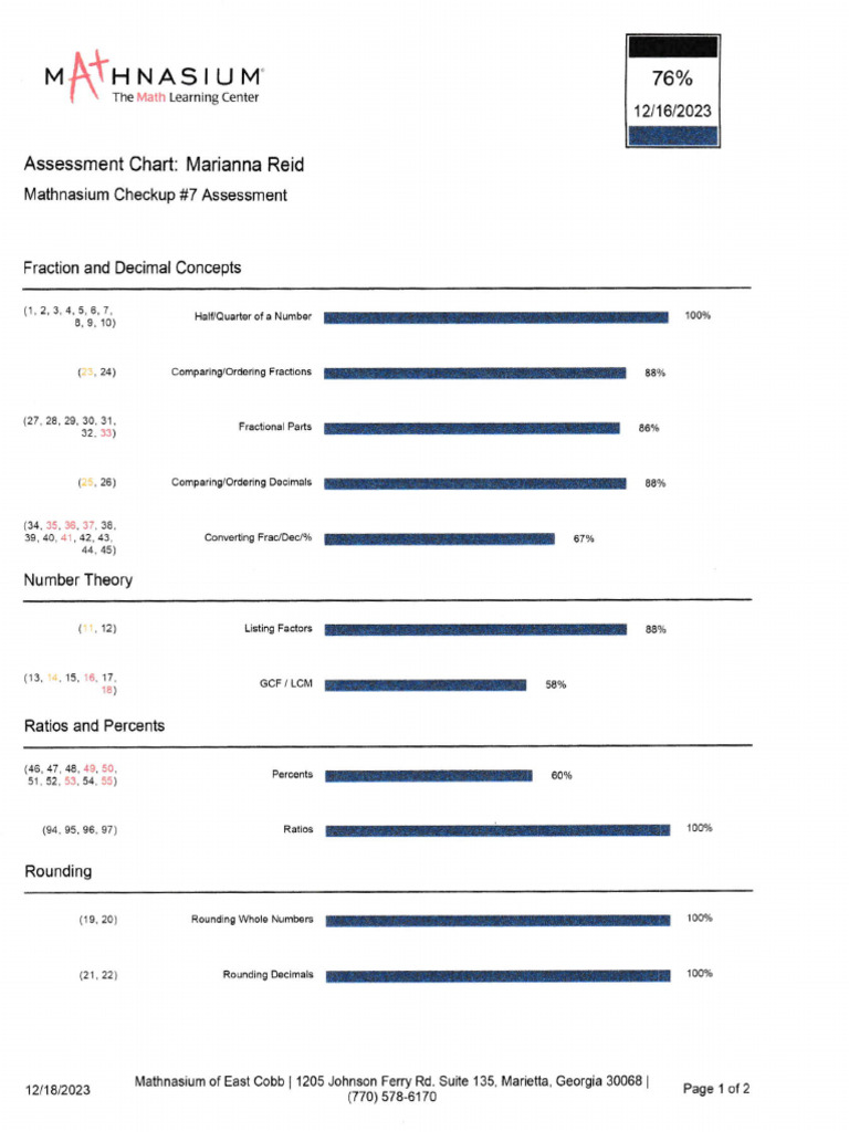 Marianna Reid Checkup 7 Computation Pre-Assessment 12182023 | PDF ...
