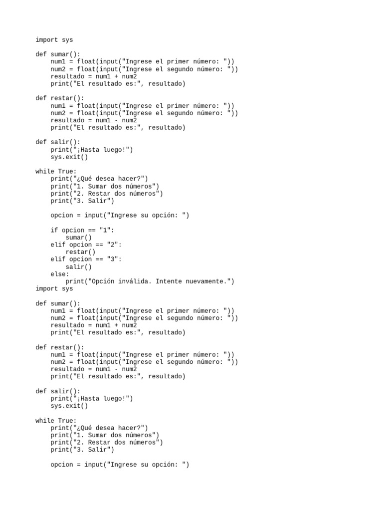 Calculadora básica en Python | PDF