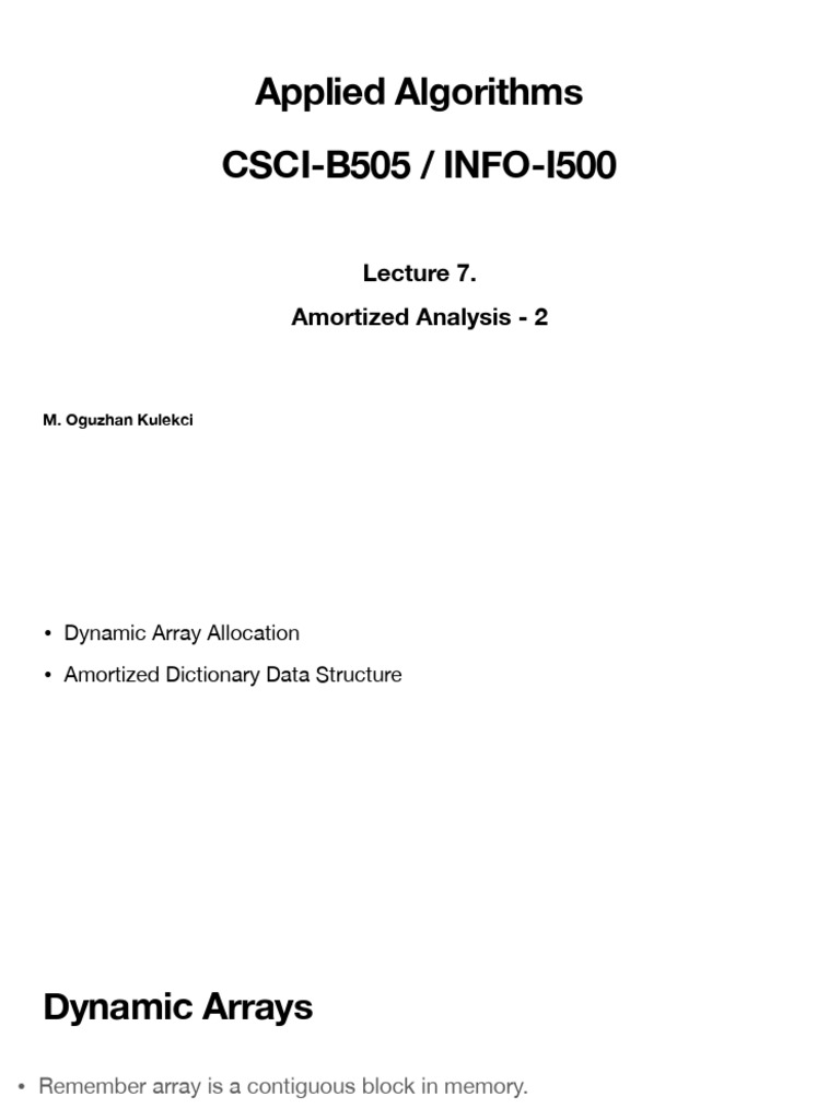 B505-Lec.7-AmortizedAnalysis-II | PDF | Algorithms And Data Structures | Computer Programming