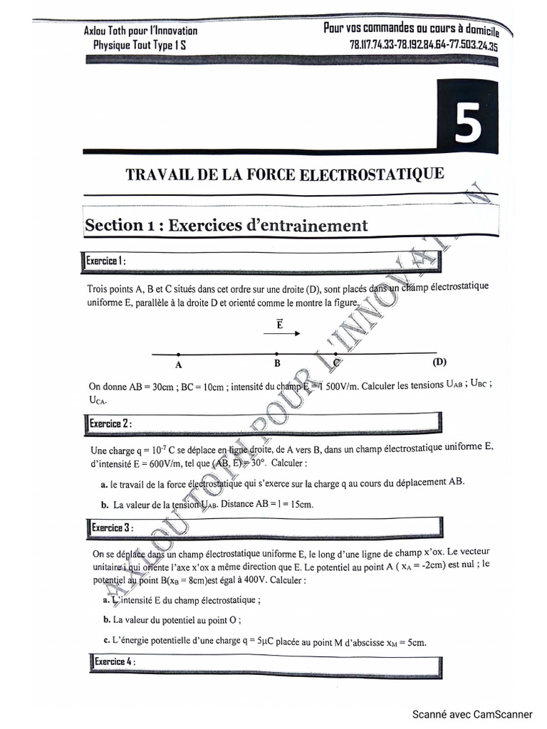 Travail de La Force Electrostatique | PDF