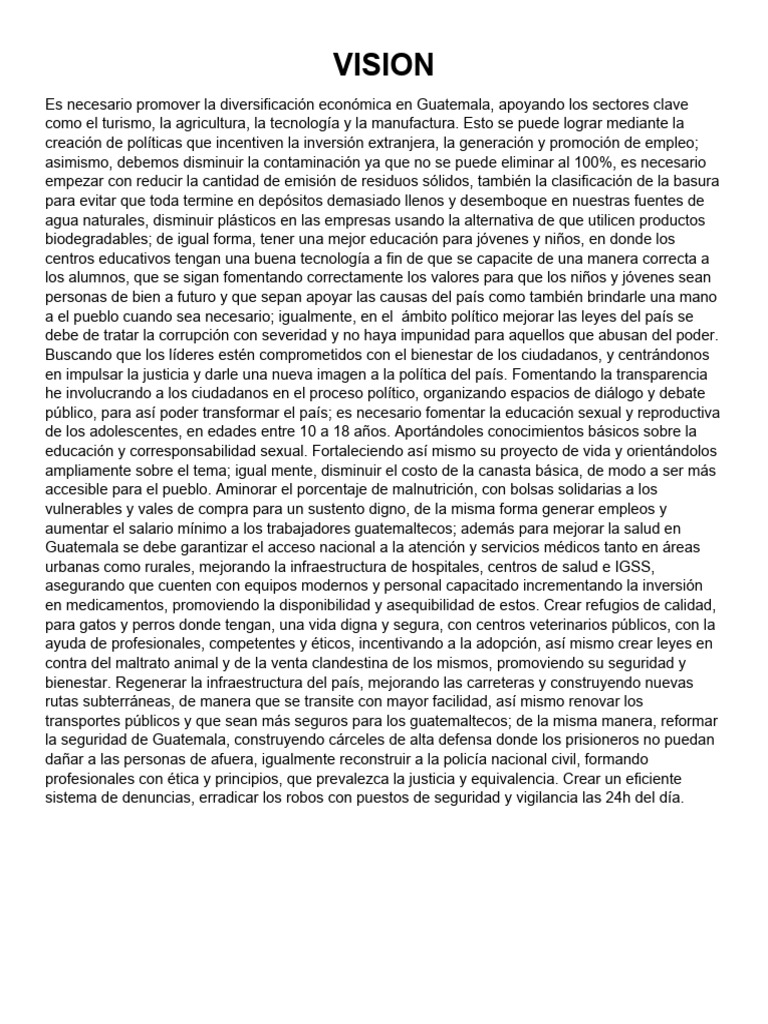 Vision 1. | PDF | Residuos | Guatemala