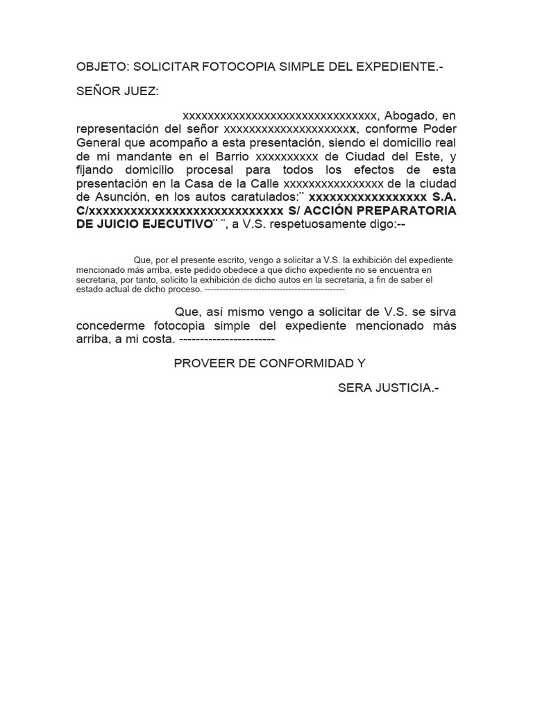 Modelo de Escrito Solicitar Copia Simple de Expediente | PDF