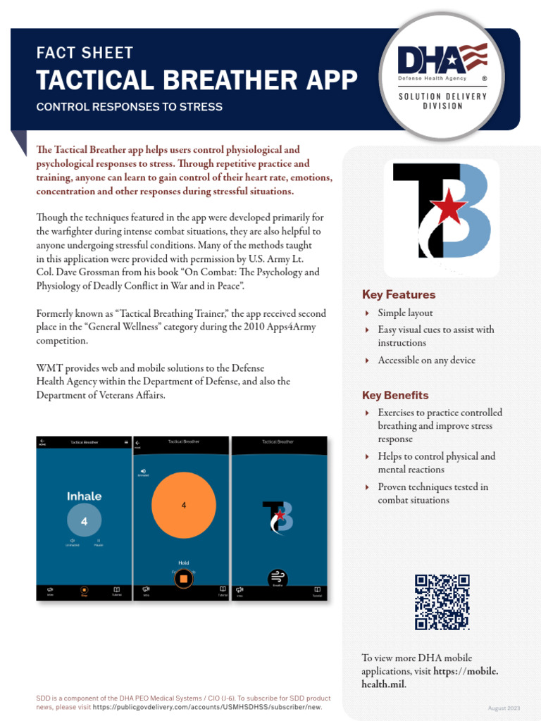 WMT TacticalBreather Factsheet 2023 508 | PDF | Stress (Biology ...