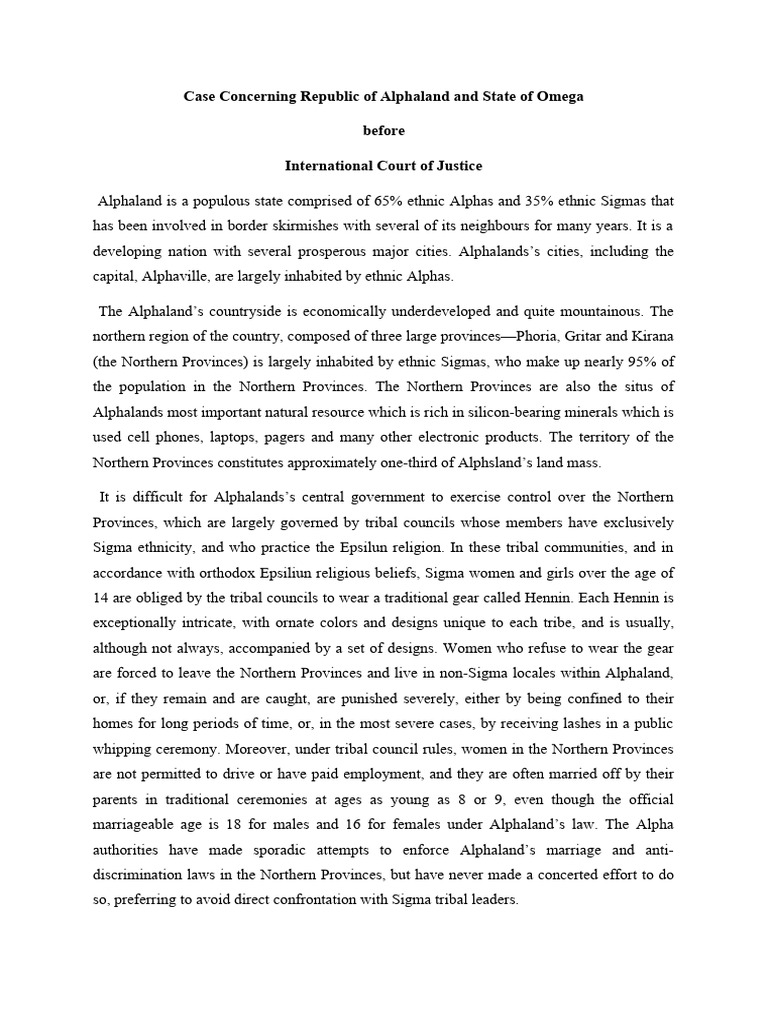 Alphaland vs. Omega: ICJ Case Summary | PDF | International Law | Human ...