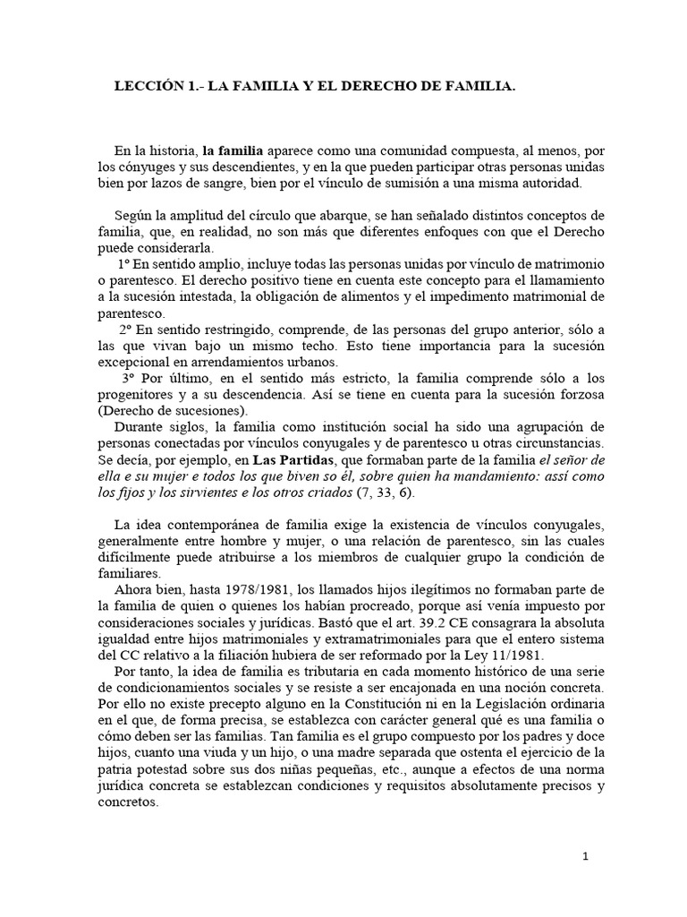 Leccion 1. - Familia Sociedad y Derecho de Familia. | PDF | Familia ...