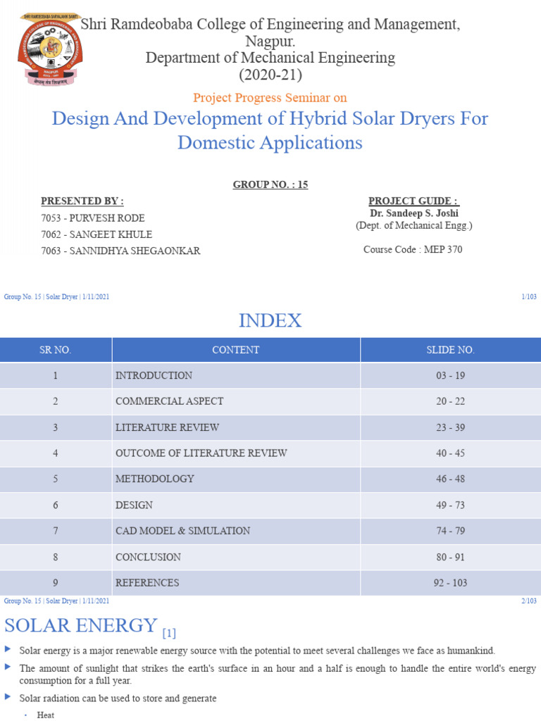 Design And Development of Hybrid Solar Dryers For Domestic Applications ...